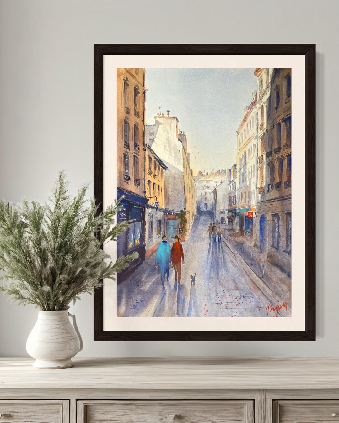 Paris Painting Watercolor Art Print, Paris Street Painting, Paris Wall ...