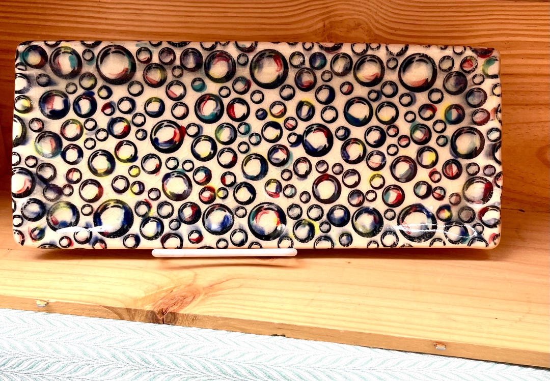 Handmade Ceramic Platter — Handpainted Bubbles Motif - Etsy