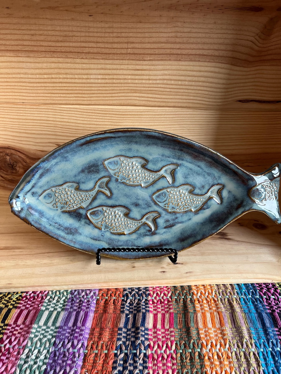 Handmade Ceramic — Fish Platter With Textured Fish Motif - Etsy