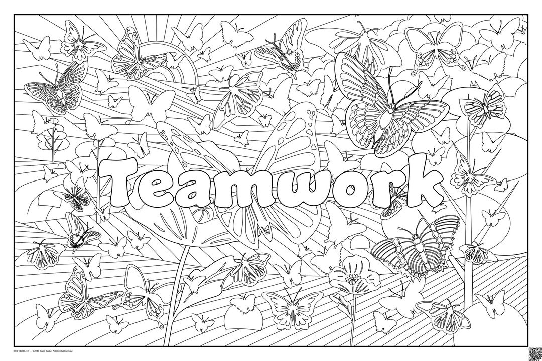 Teamwork Butterfly Pattern Coloring Poster - Etsy