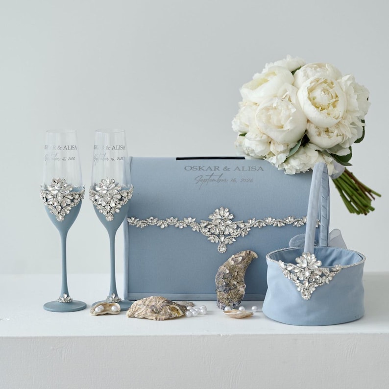 Wedding Box Dusty Blue Infinity Wedding, Card Box Dusty Blue Wedding ...