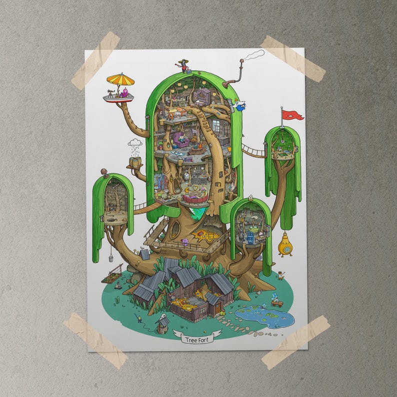 Adventure Time Treehouse Poster: Minimalist Retro Art Print - Etsy