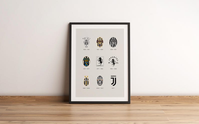 Juventus FC Logo Digital Poster, Football Posters, Soccer Print, Wall ...