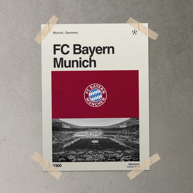 Allianz Arena Stadium Poster: Bayern Munich Soccer Wall Art - Etsy