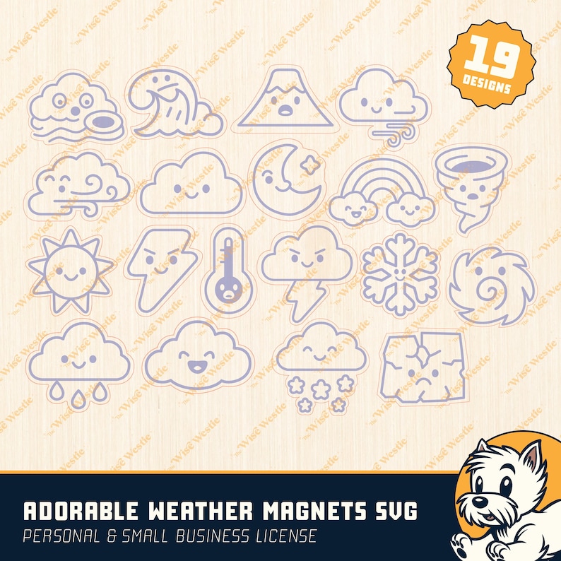 Adorable Weather Magnet SVG Set – 19 Cute Laser Cut Designs for Kids ...