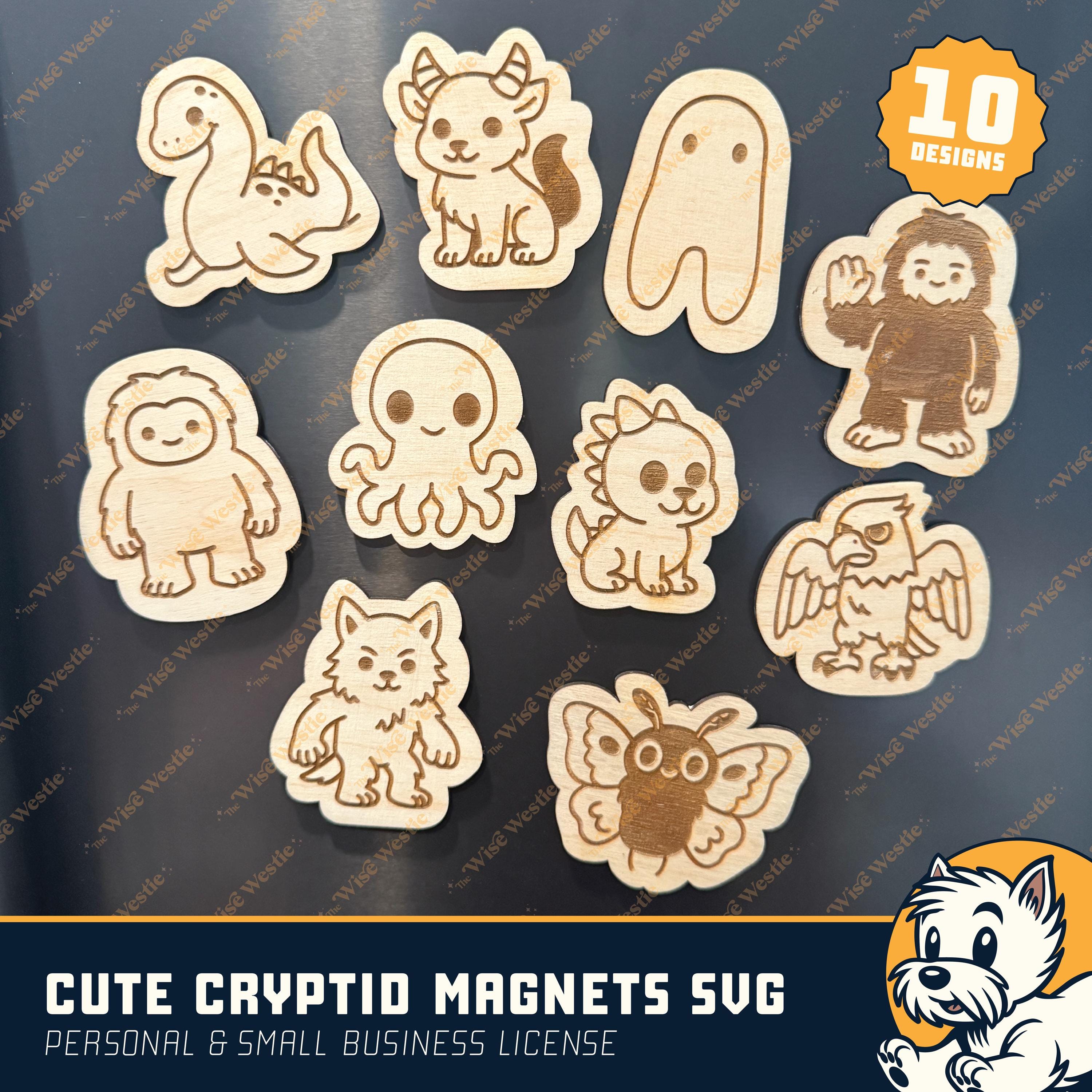 Cute Cryptid Magnets SVG Bundle | 10 Piece Laser Cut File Set | Bigfoot ...
