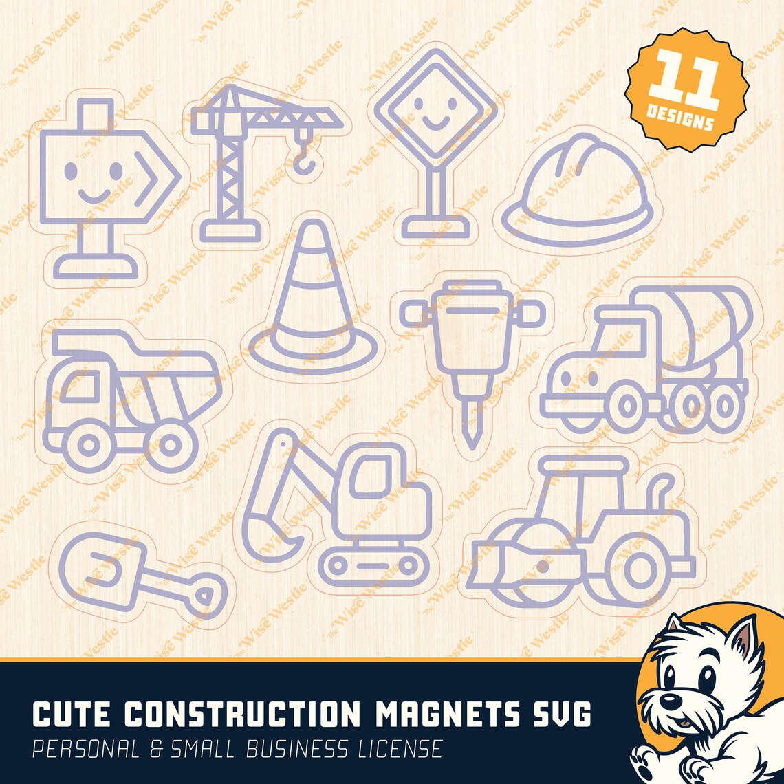 Cute Construction Magnet SVG Set – 11 Laser Cut Files for Kids – Fun ...