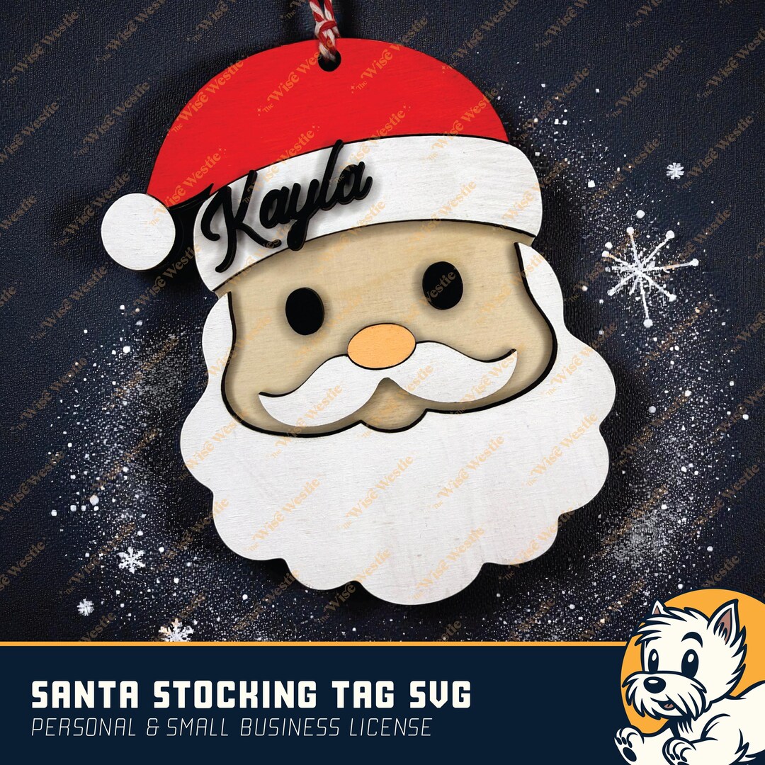 Santa Stocking Tag SVG | Personalized Santa Ornament | Name Tag ...