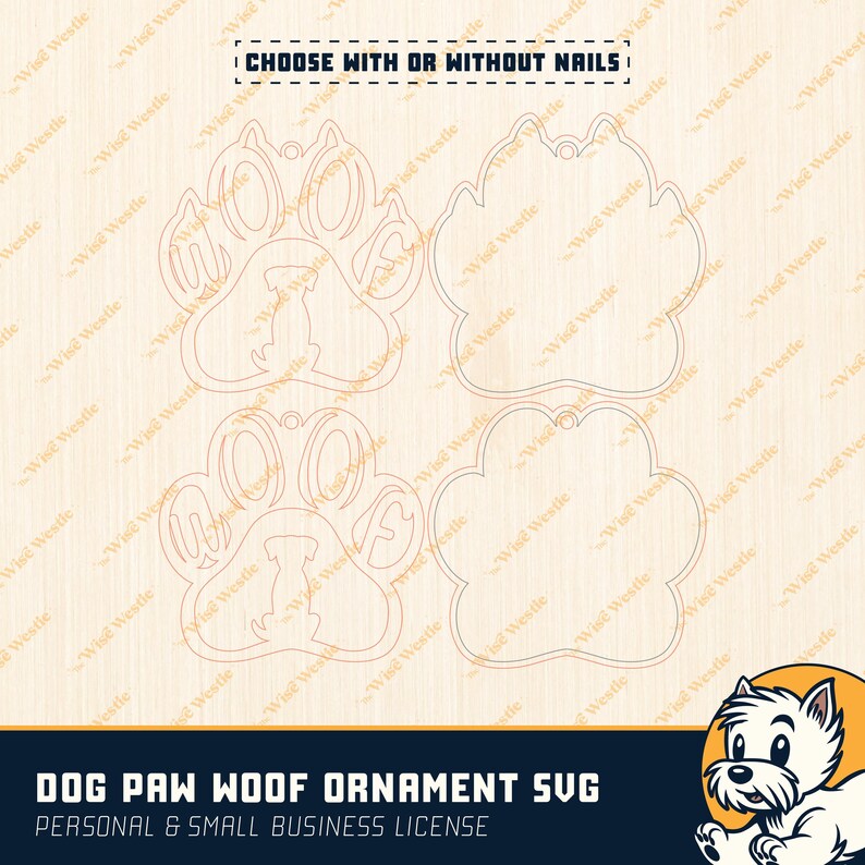 Dog Paw Woof Ornament Svgs | 2 Paw Styles | Layered Laser Cut File ...