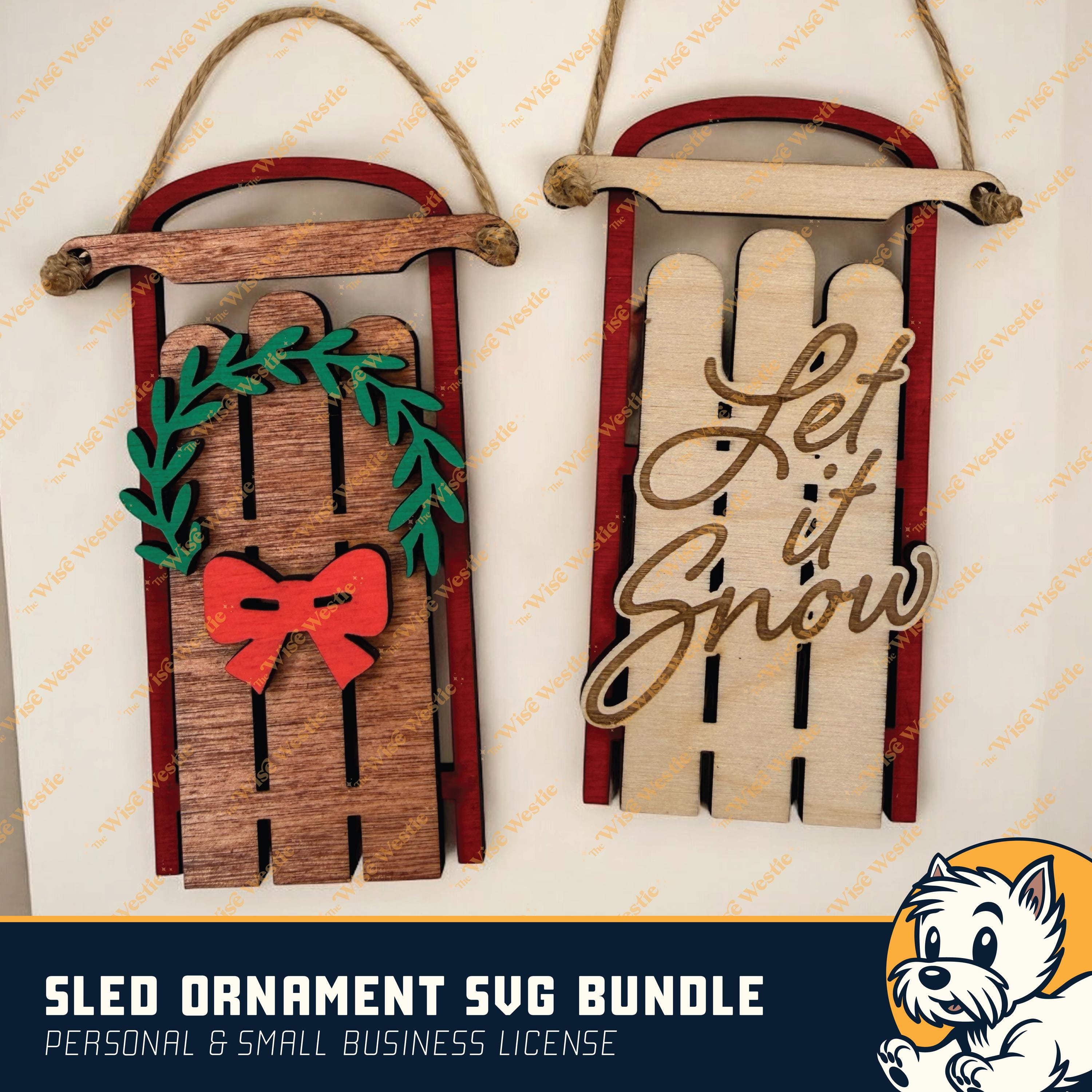 Sled Ornament SVG Bundle | Jingle All the Way | Let It Snow ...