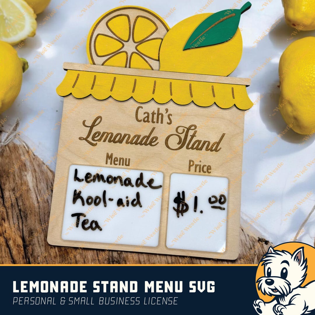 Dry-erase Lemonade Stand Menu SVG | Laser Cut File | Editable Menu ...