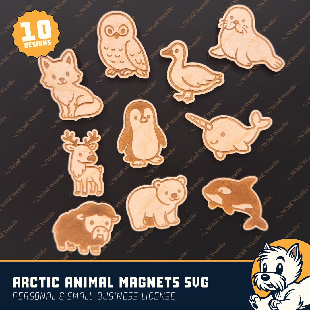 Arctic Animal Magnet SVG Bundle | Polar Bear Seal Arctic Fox Narwhal ...