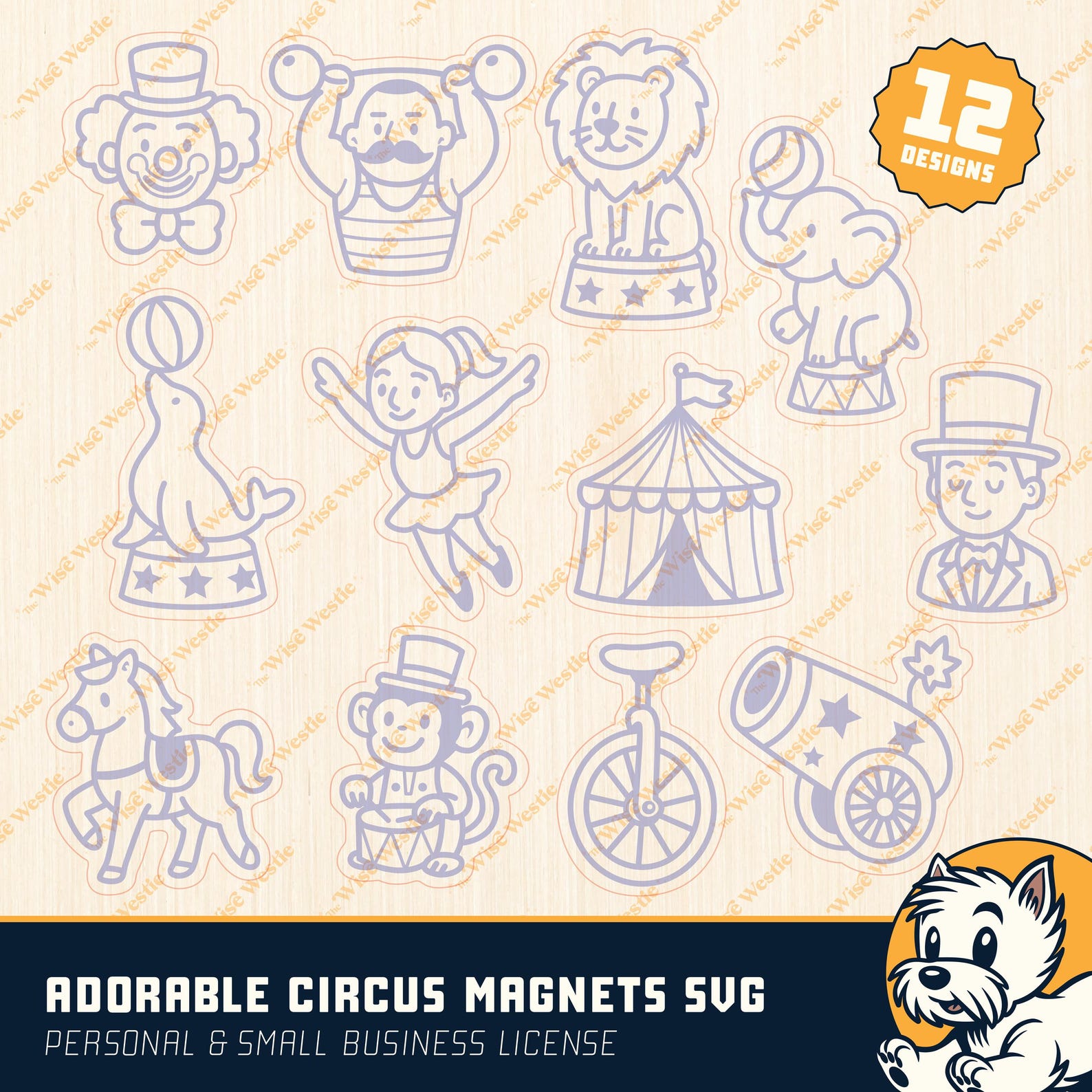 Adorable Circus Magnet SVG Set – 12 Cute Laser Cut Design Files for ...