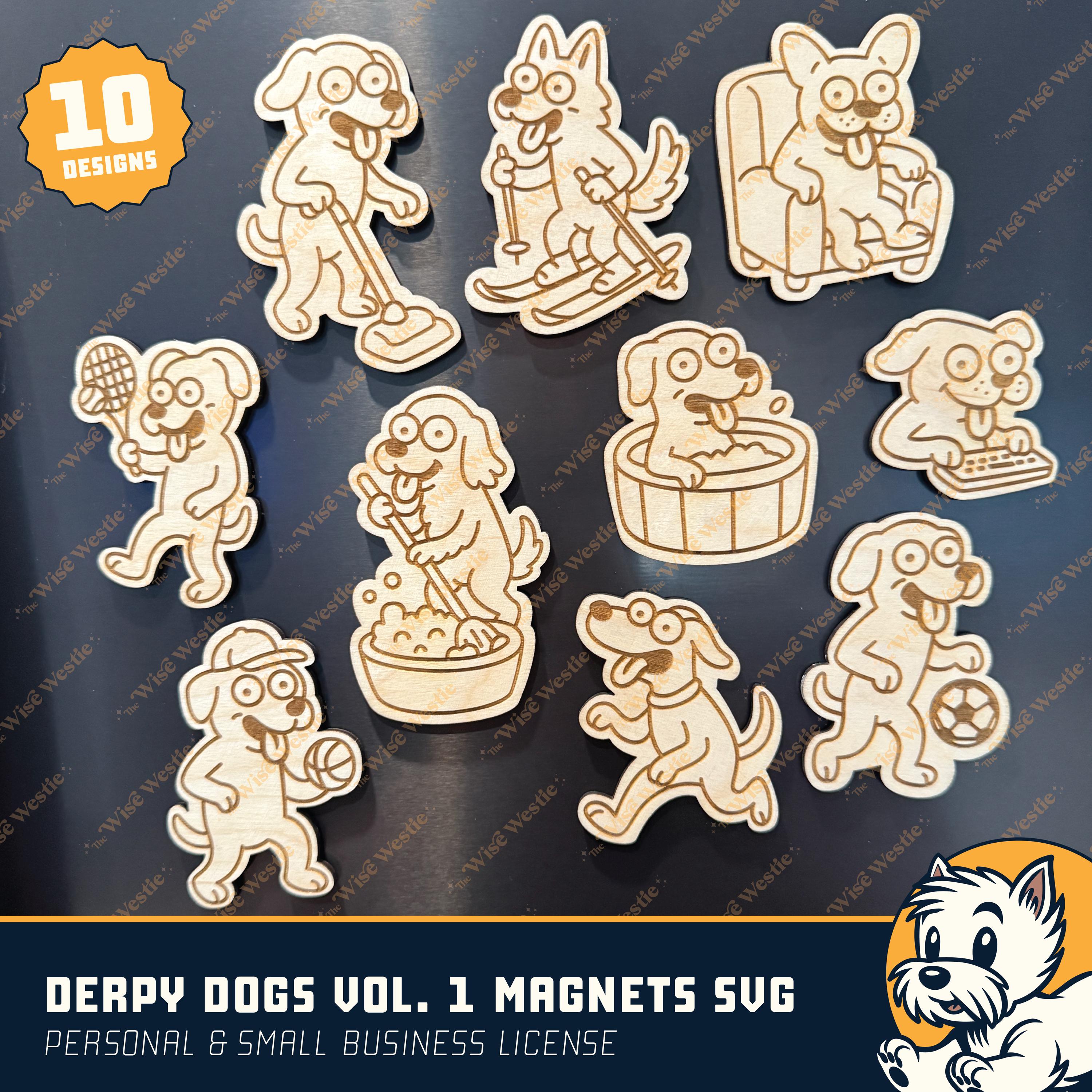 Derpy Dogs Vol. 1 SVG Magnet Set | 10 Funny Dog Designs Doing Human ...