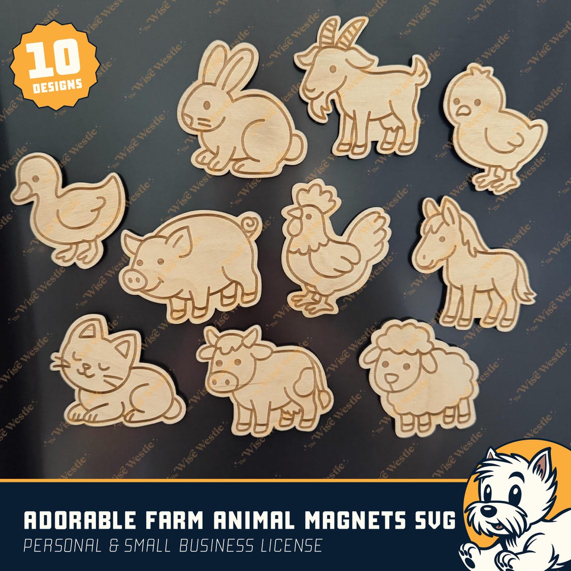 Adorable Farm Animal Magnets SVG Set of 10 – Laser Cut Files for ...