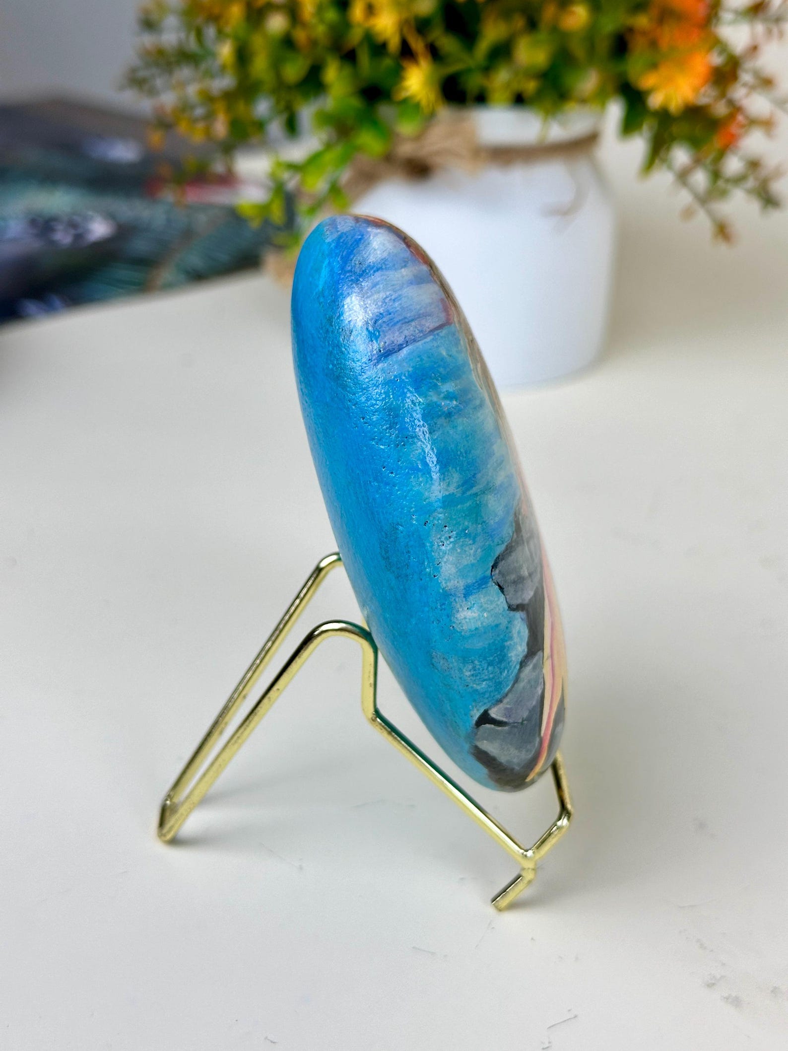 Stone Painted Mermaid Sitting on the Sea Watching the Sunset Paint Art ...