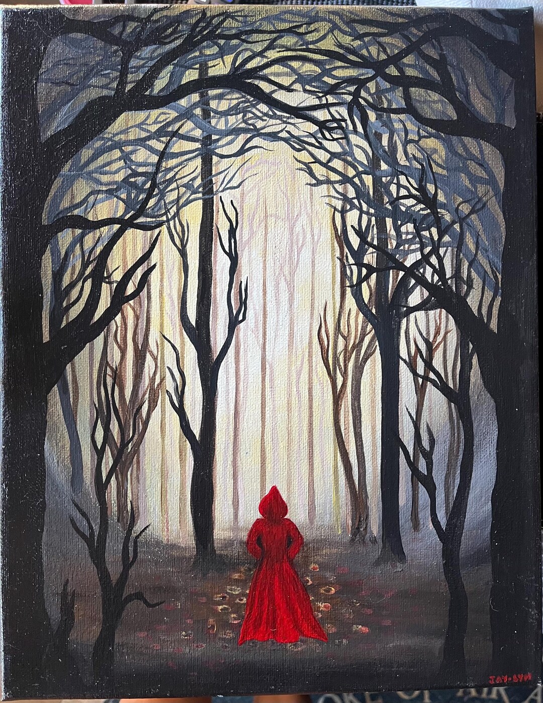 Painting Acrylic Red Riding Hood Into the Forest Original and Signed by ...