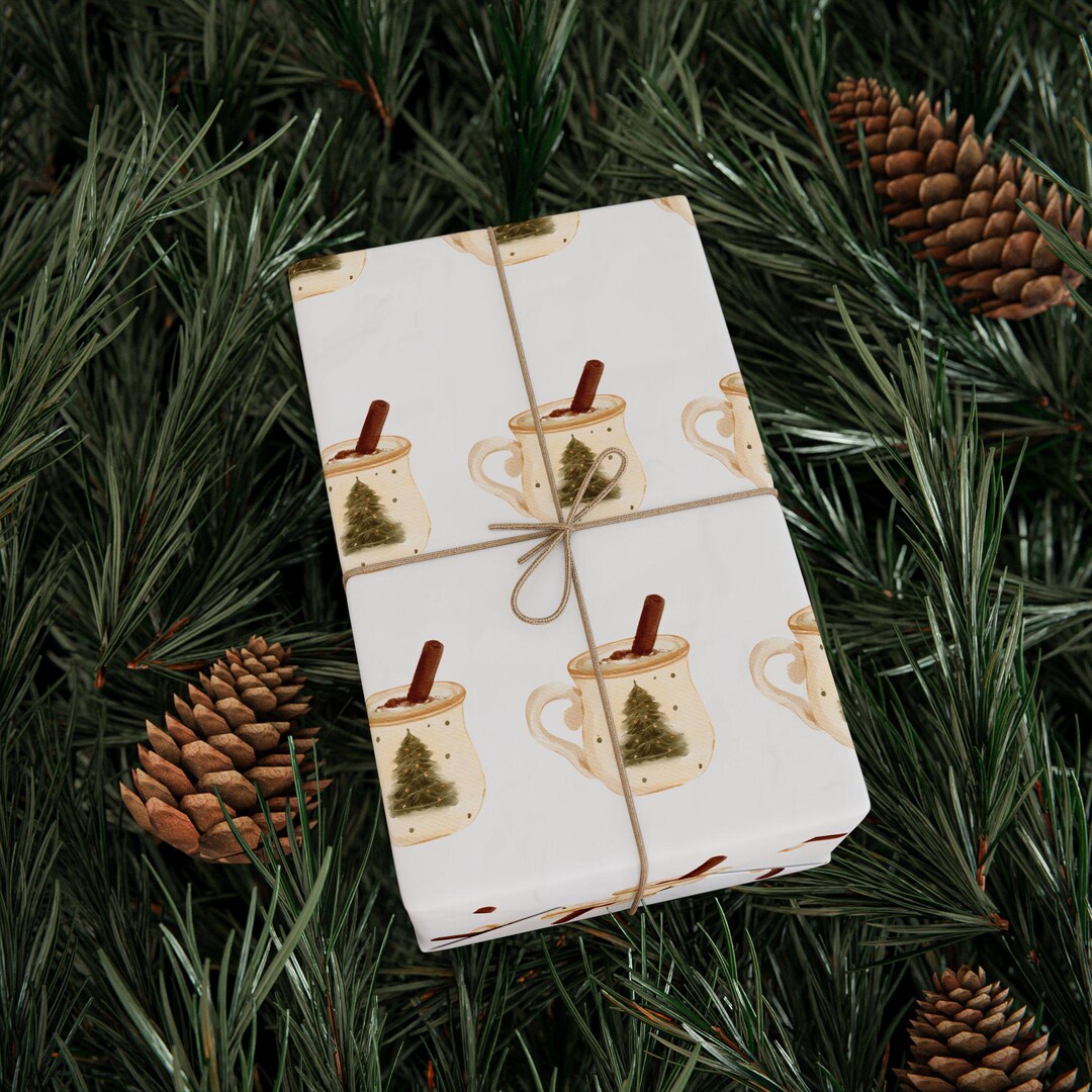 Christmas Coffee Mug Design Wrapping Papers Festive Holiday Gift Wrap ...