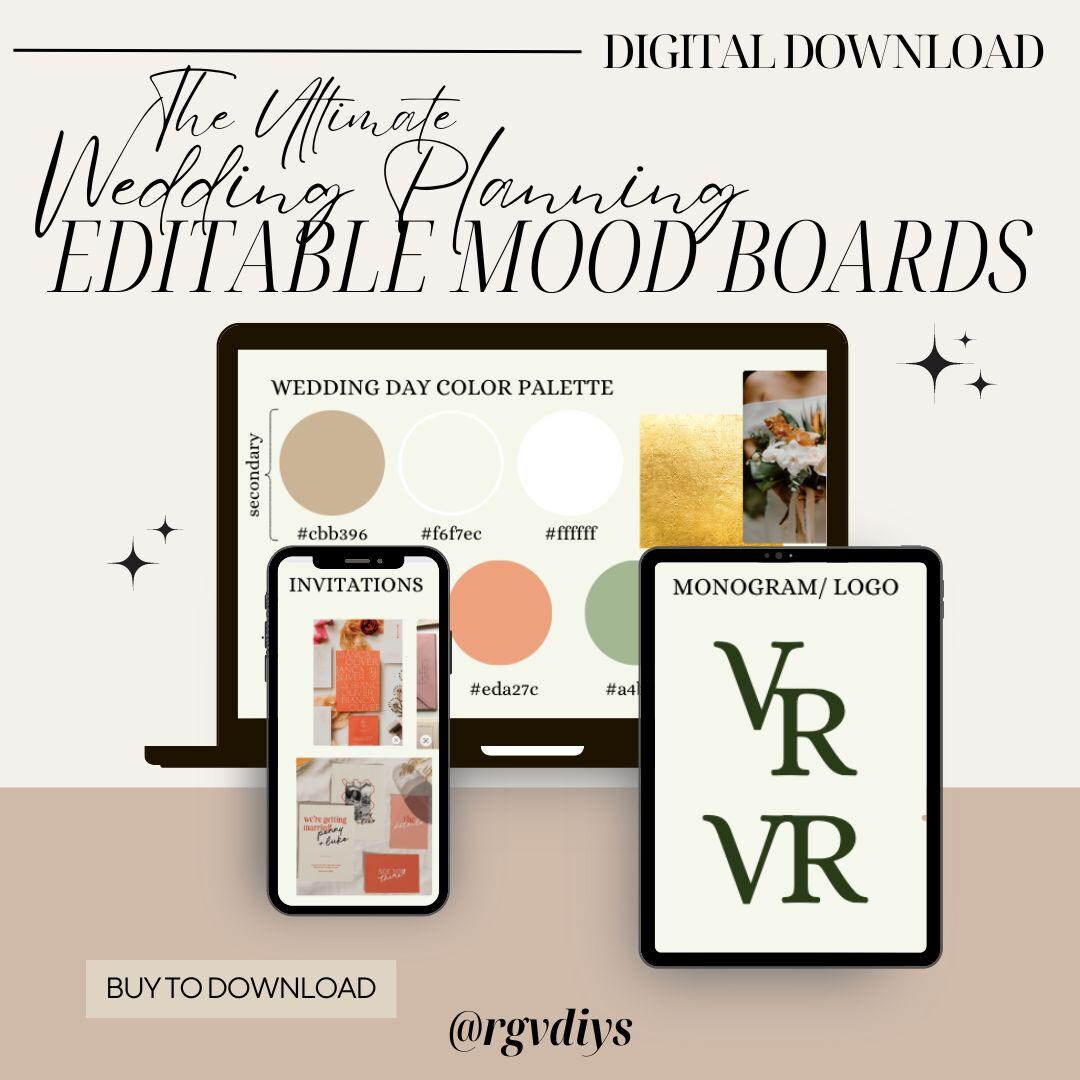 The Ultimate Editable Wedding Planning Mood Boards, Inspiration Boards ...