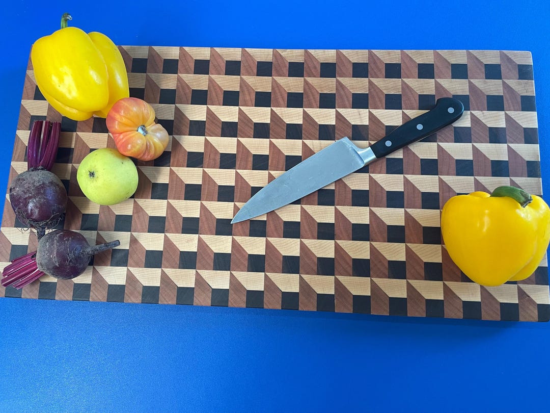 3D Optical Illusion Edge Grain Cutting Board - Etsy