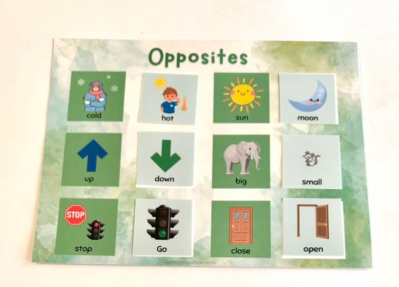 Opposites Matching Activity, Preschool, Kindergarten, Nursery ...