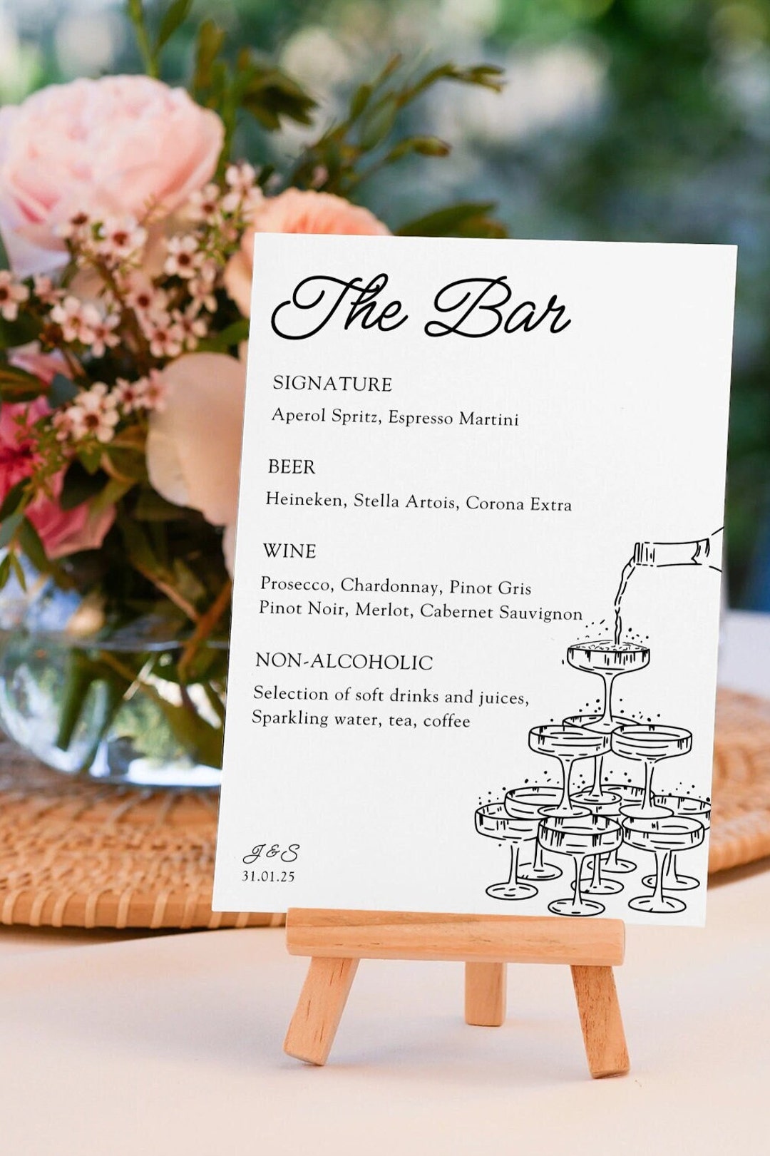 Wedding Bar Menu Template, Drinks Menu Template, Engagement Party ...