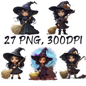 Cute Witch Clip Art Set Enchanting Designs in 3 Magical Styles Digital ...