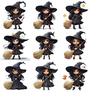 Cute Witch Clip Art Set Enchanting Designs in 3 Magical Styles Digital ...