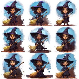 Cute Witch Clip Art Set Enchanting Designs in 3 Magical Styles Digital ...