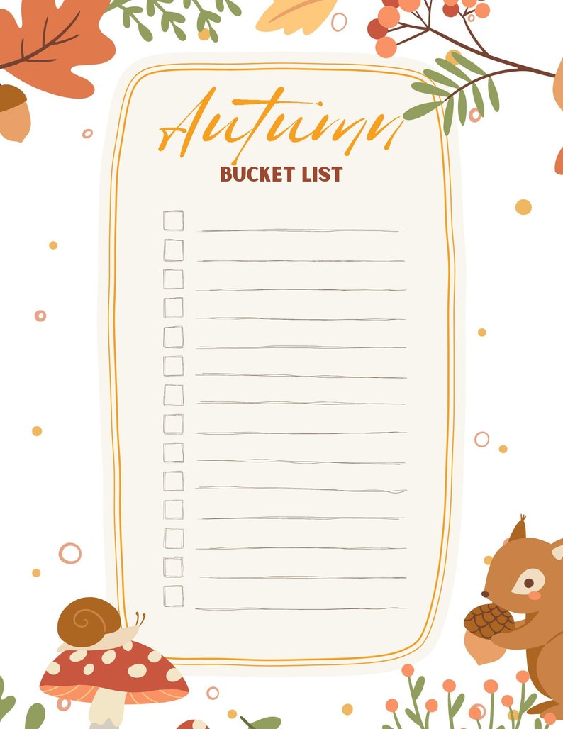 Fall Bucket List, Fall Bucket List Digital, Fall Bucket Checklist, Fall ...