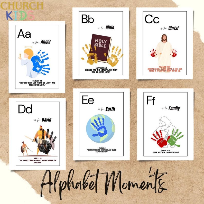 A-Z BIBLE Alphabet Book, Alphabet Handprint Art, Baby Toddler Child ...