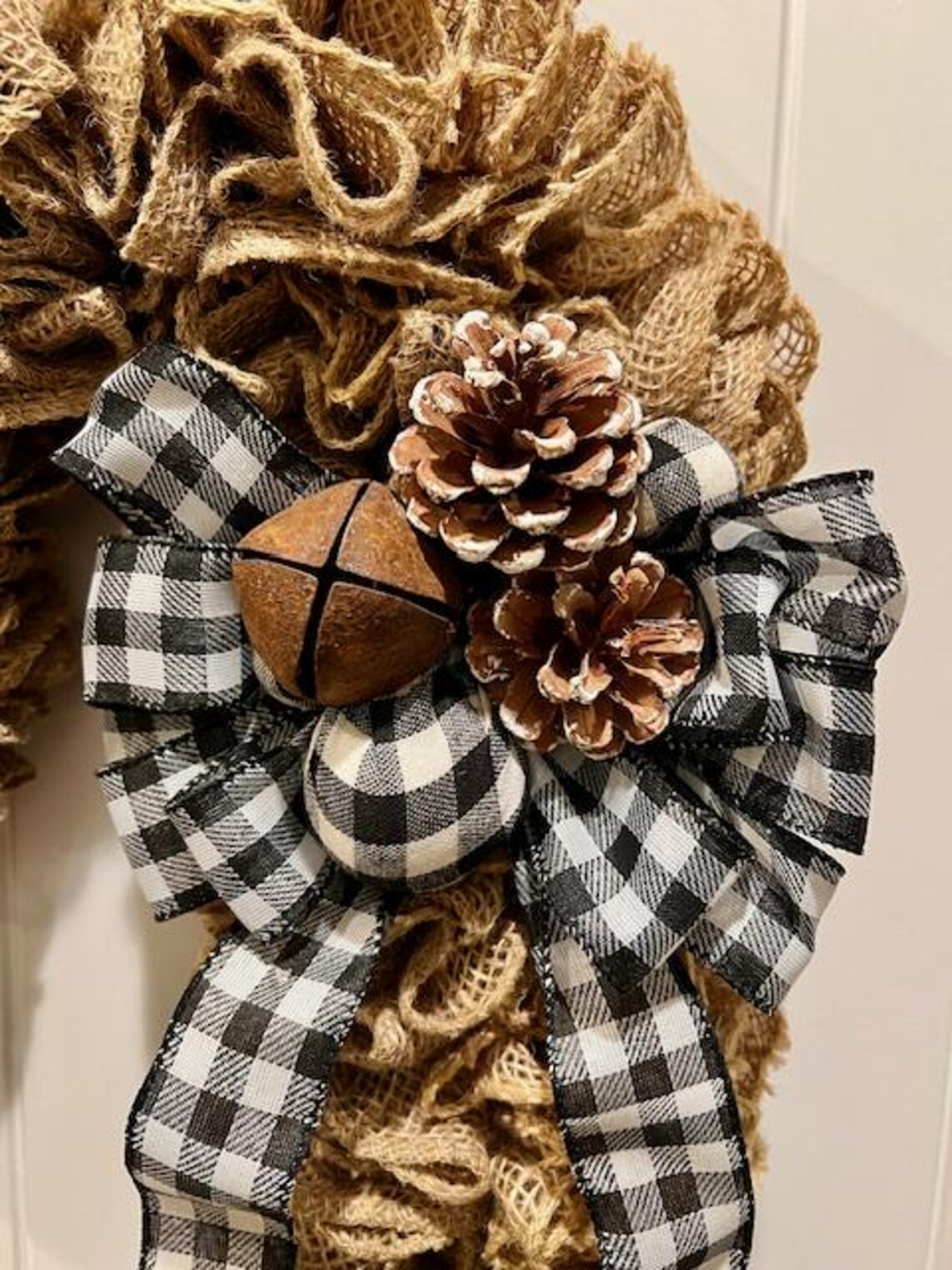 Burlap Santa's Reindeer Christmas Wreath, Rustic, Farmhouse Home Decor ...