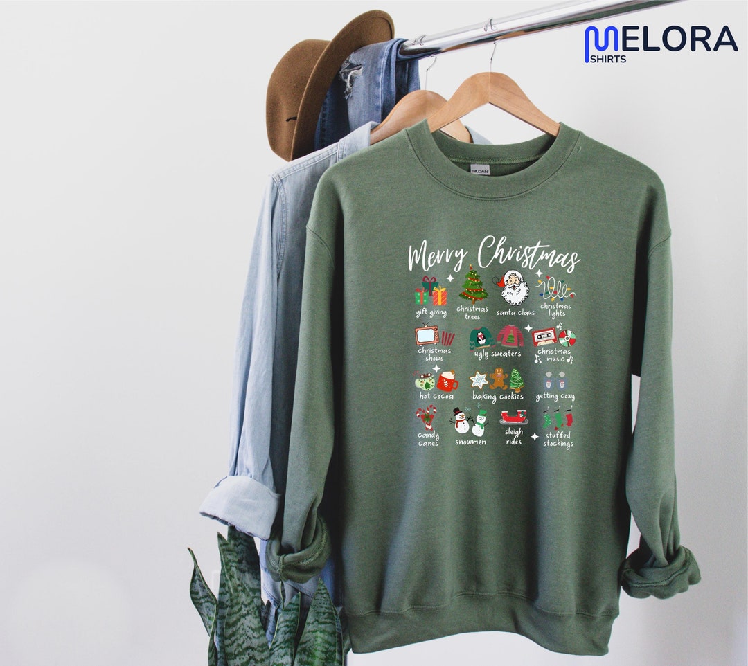 Merry Christmas Doodles Sweatshirt, Traditional Christmas Sweater ...