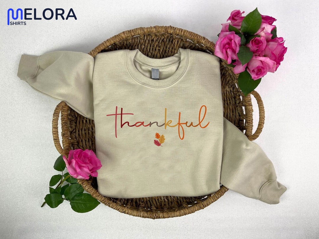 Thankful Sweatshirt, Thanksgiving Crewneck,fall Autumn Leaves Sweater ...