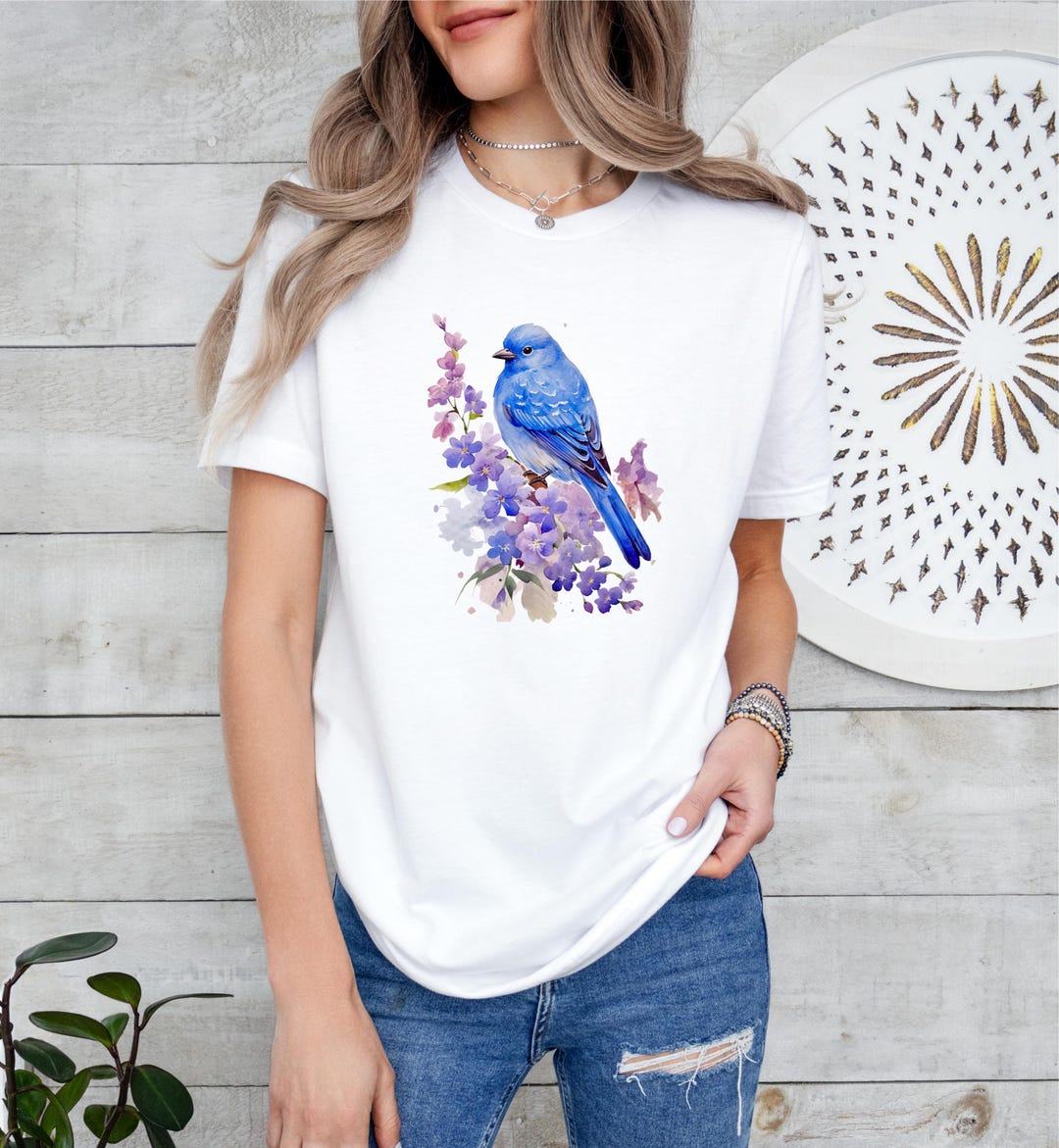 Bird Lover Shirt, Eastern Bluebird Shirt, Winter Blue Birds T-shirt ...