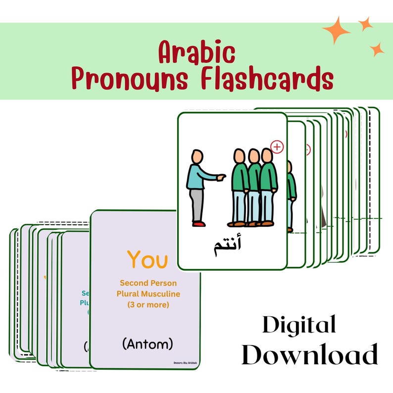 Arabic Pronouns Flashcards - Arabic Flashcard Pdf/digital Download ...