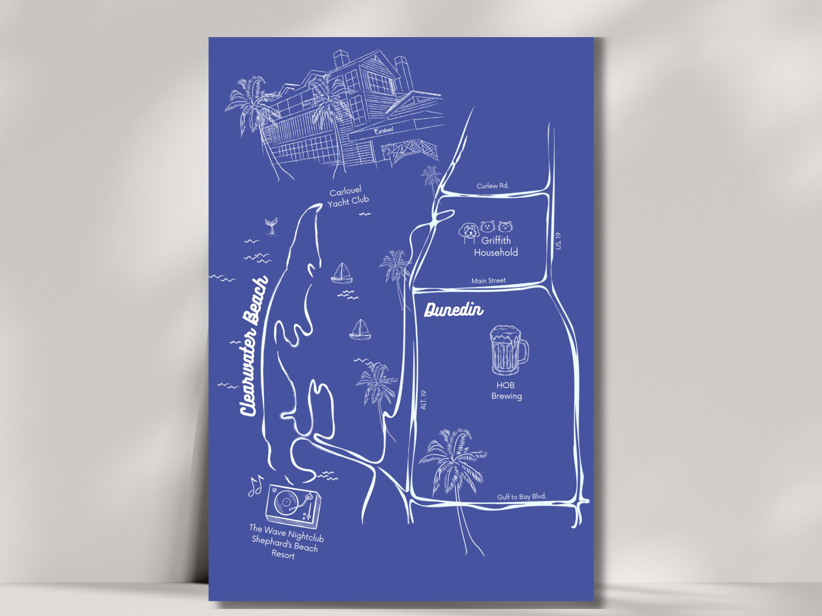 Custom Wedding Map Illustration – Personalized Wedding Maps, Venue ...
