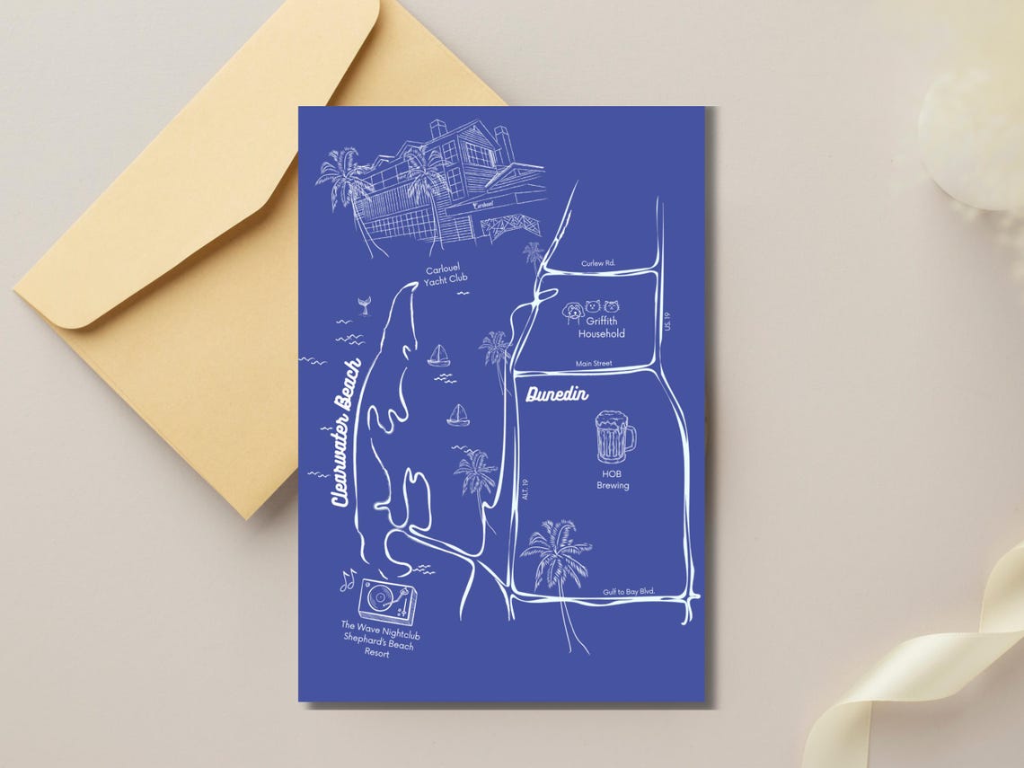 Custom Wedding Map Illustration – Personalized Wedding Maps, Venue ...