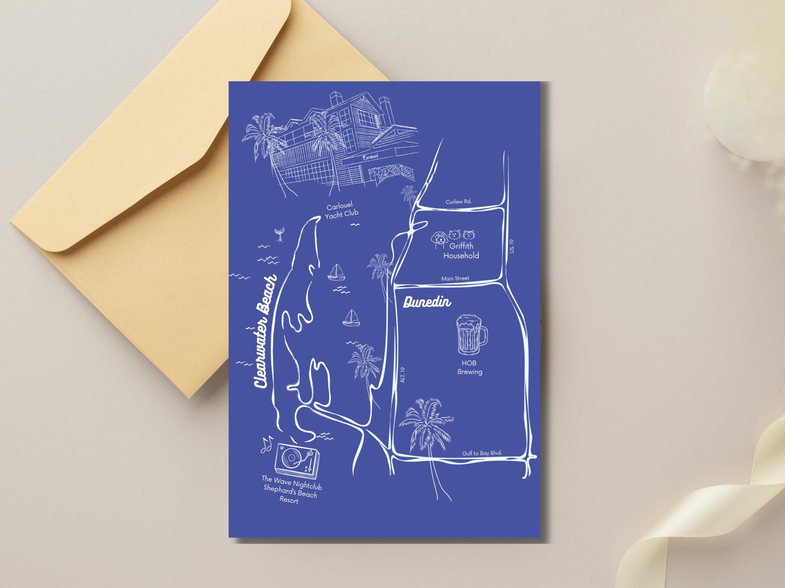 Custom Wedding Map Illustration – Personalized Wedding Maps, Venue ...