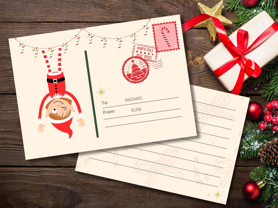 Elfie Arrival Postcard Template Editable Canva Design, Fun Holiday ...