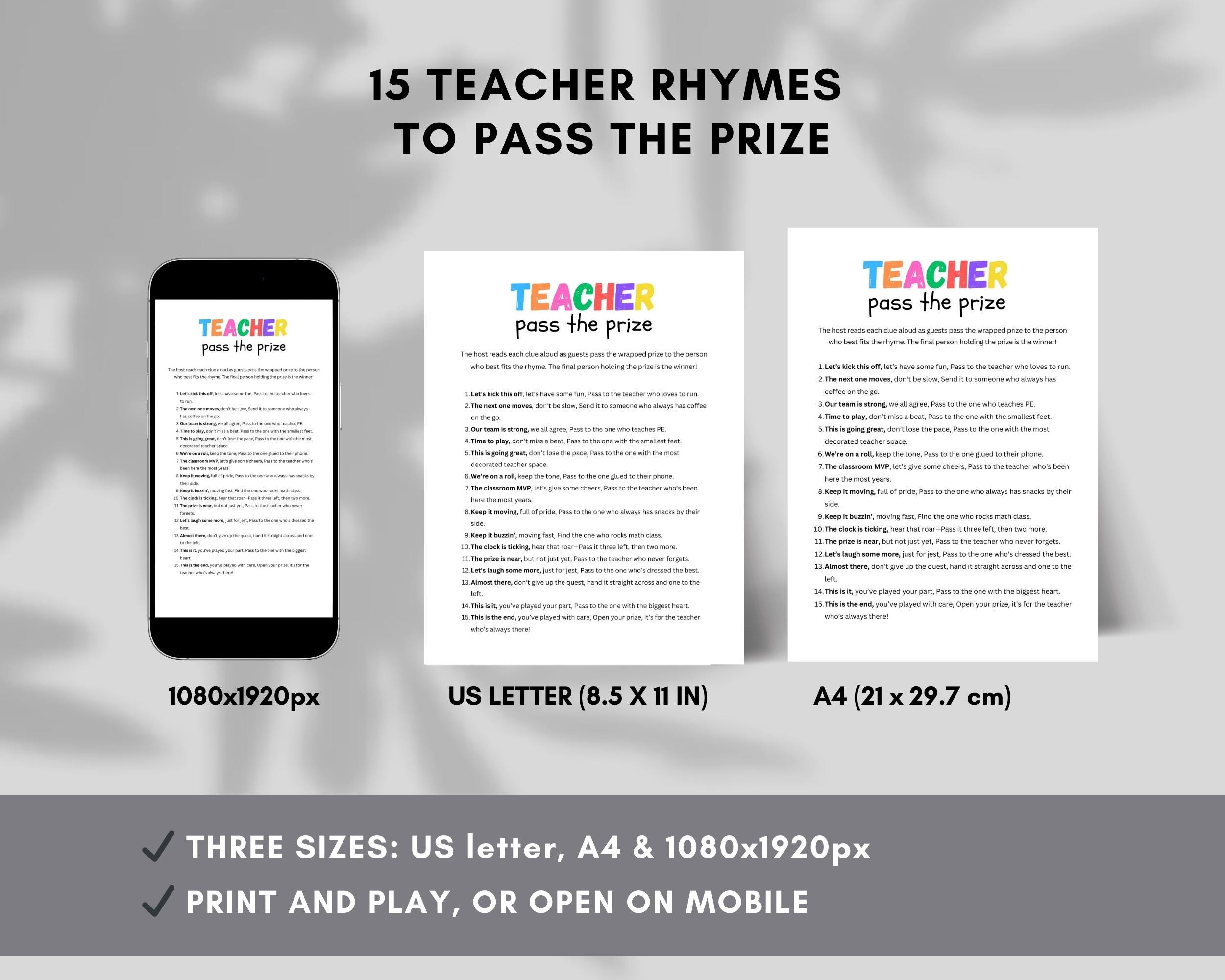 Pass the Prize Teacher Edition | Pass the Gift Teacher Game | Teacher ...