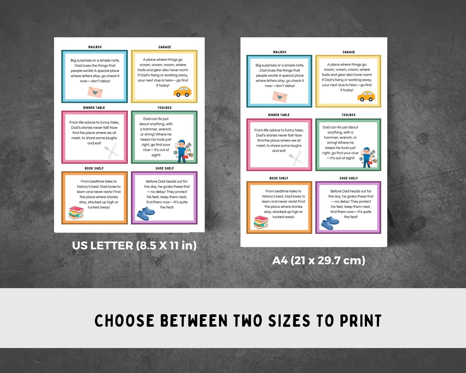 Father's Day Scavenger Hunt for Kids and Dad | Printable Clue Cards ...