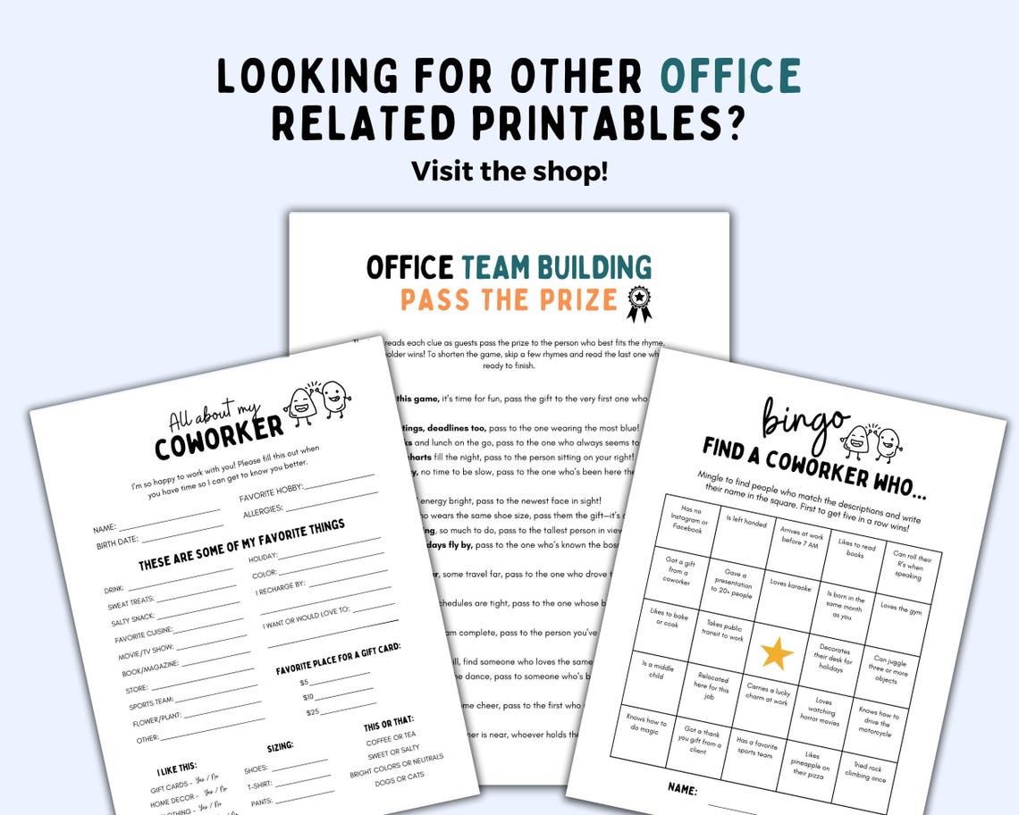 Employee Favorite Things List | Team Building Get to Know Your Staff ...