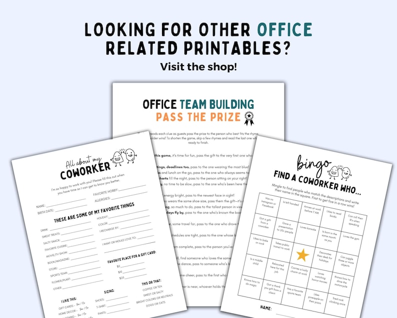 Employee Favorite Things List | Team Building Get to Know Your Staff ...