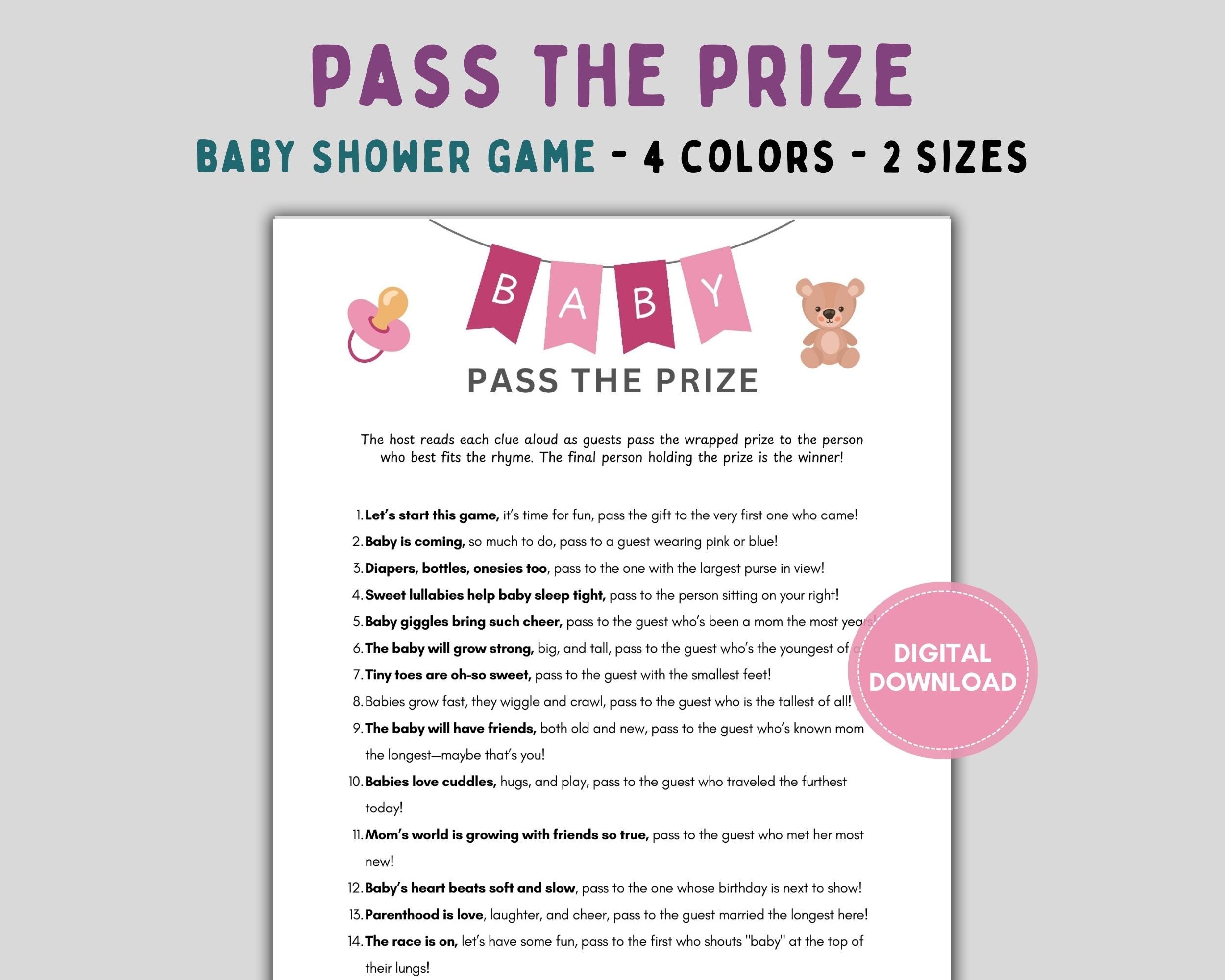 Pass the Prize Baby Shower Game | Printable Baby Shower Pass the ...