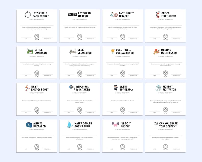 Funny Employee Appreciation Awards | Editable Office Superlatives ...