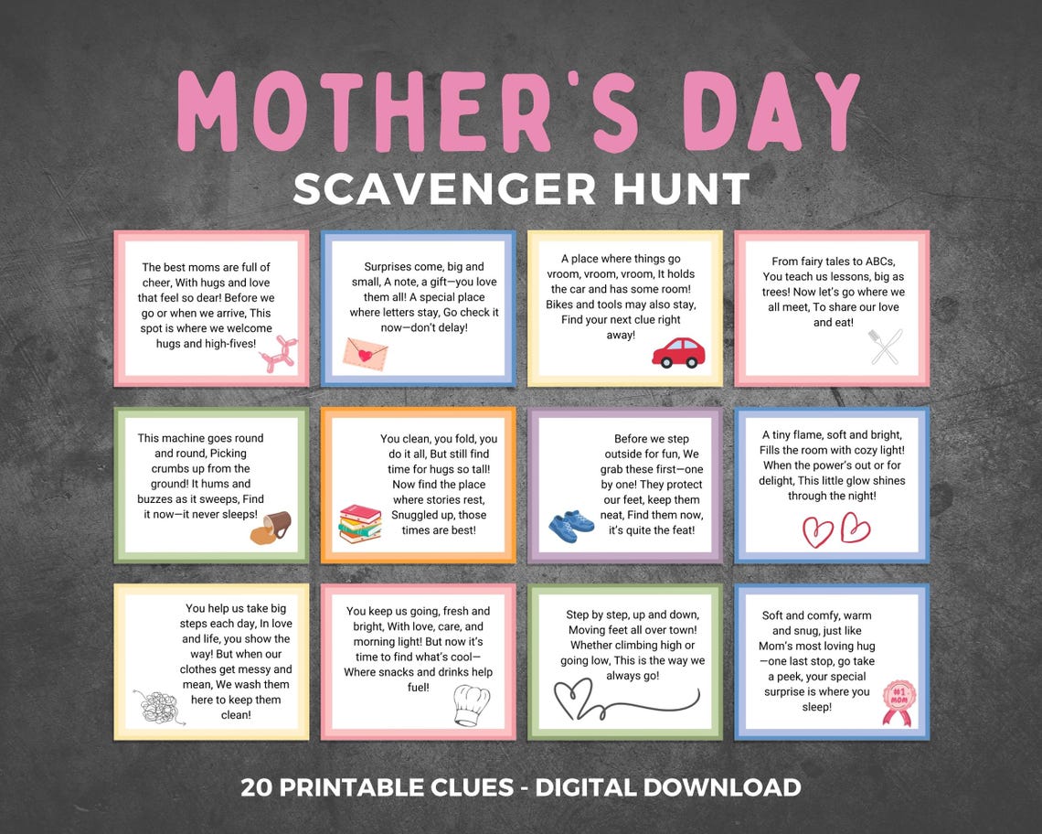 Mother's Day Scavenger Hunt Game | Printable Gift for Mom, Grandma, or ...
