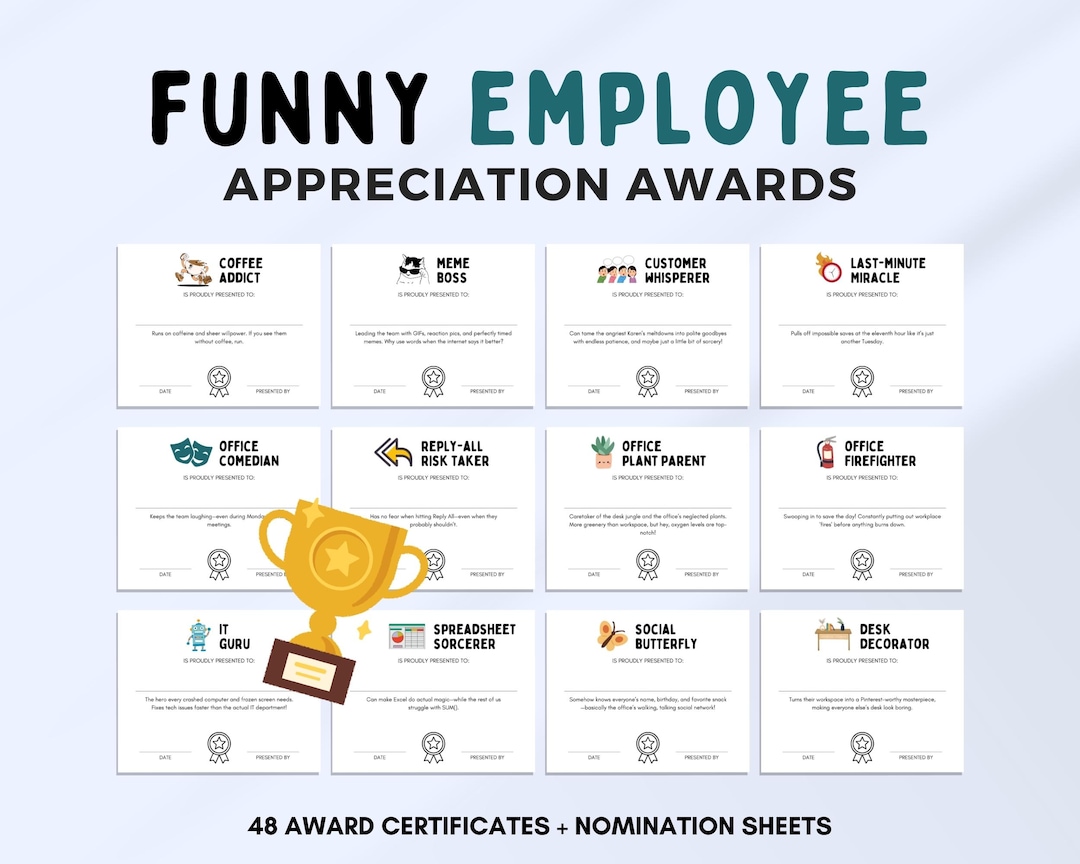 Funny Employee Appreciation Awards | Office Party Team Building Game ...