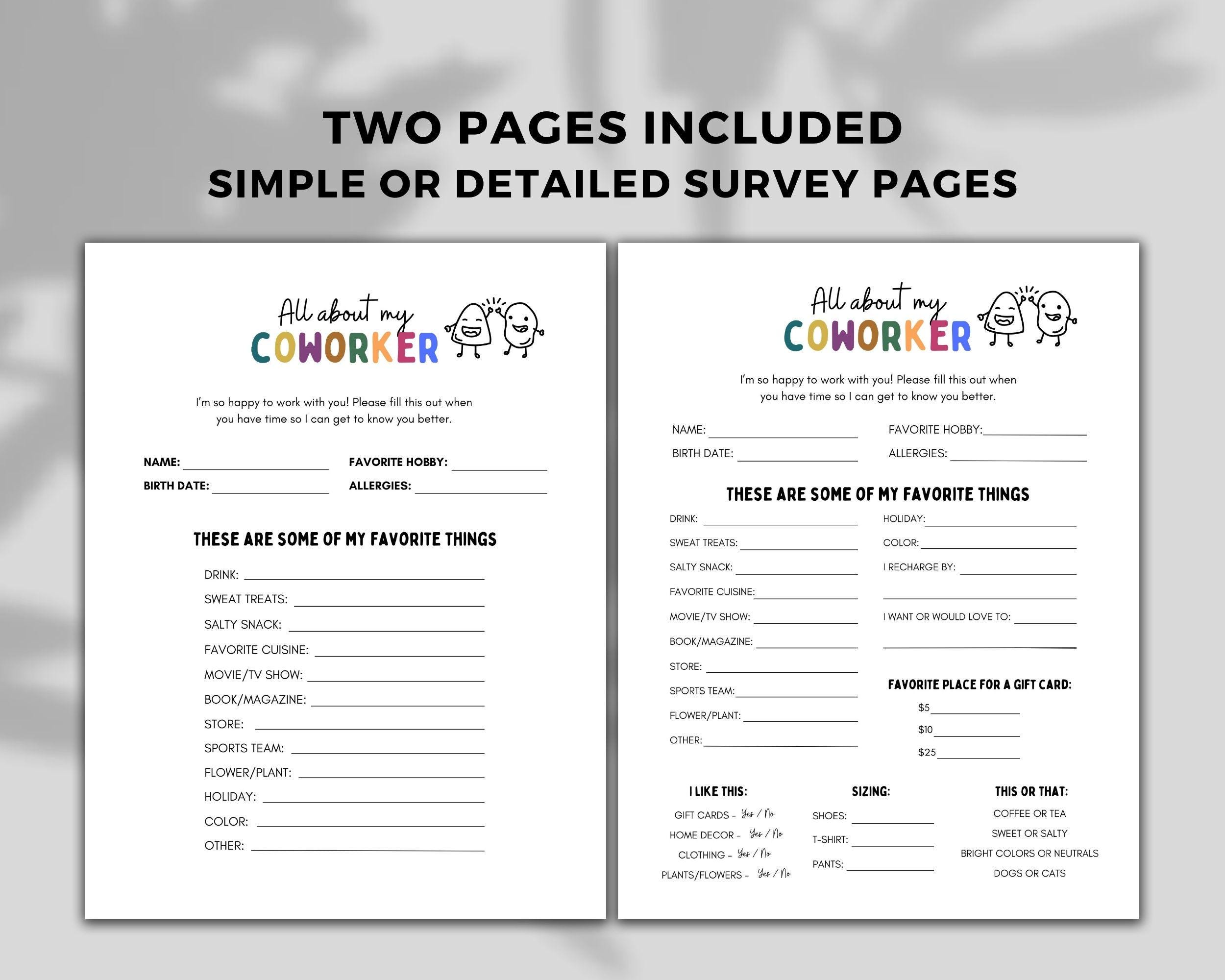 Employee Favorite Things List | Team Building Get to Know Your Staff ...