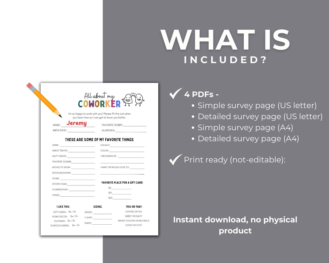 Employee Favorite Things List | Team Building Get to Know Your Staff ...